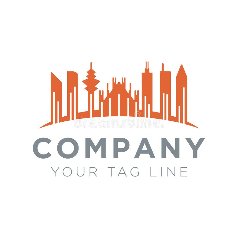 Illustration of a City Logo with a Tall Peak Tower Stock Vector ...