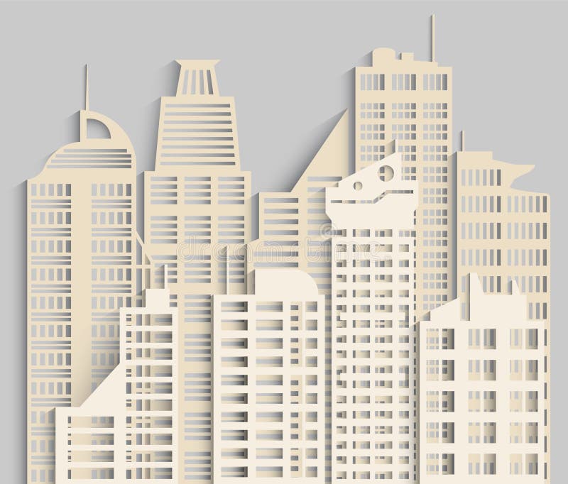 Cityscape made of paper stock vector. Illustration of home - 124840465