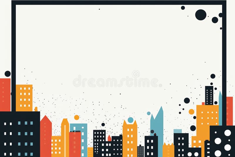 An Illustration of a Cityscape with a Square Frame Stock Illustration ...