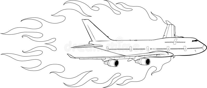 Vector Illustration of Civil Aircraft with Flames Stock Vector ...