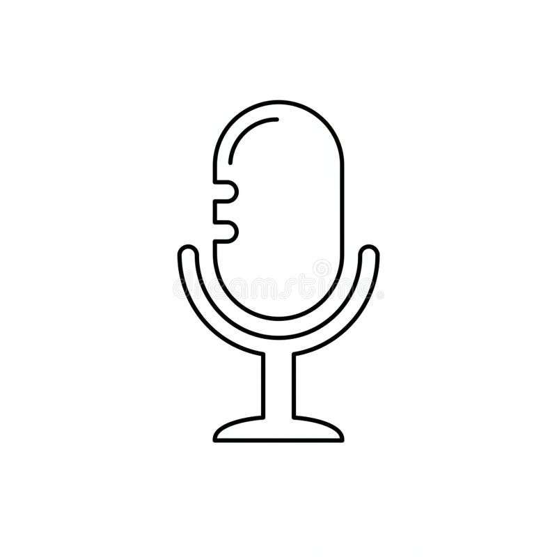 Illustration of a Classic Microphone Rendered in Black Outline. the ...