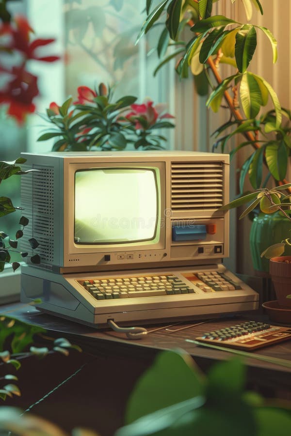 Illustration of a Classic PC Computer from the 1990s Showcasing 3D ...