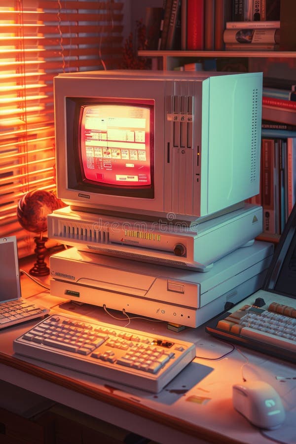 Illustration of a Classic PC Computer from the 1990s Showcasing Early ...