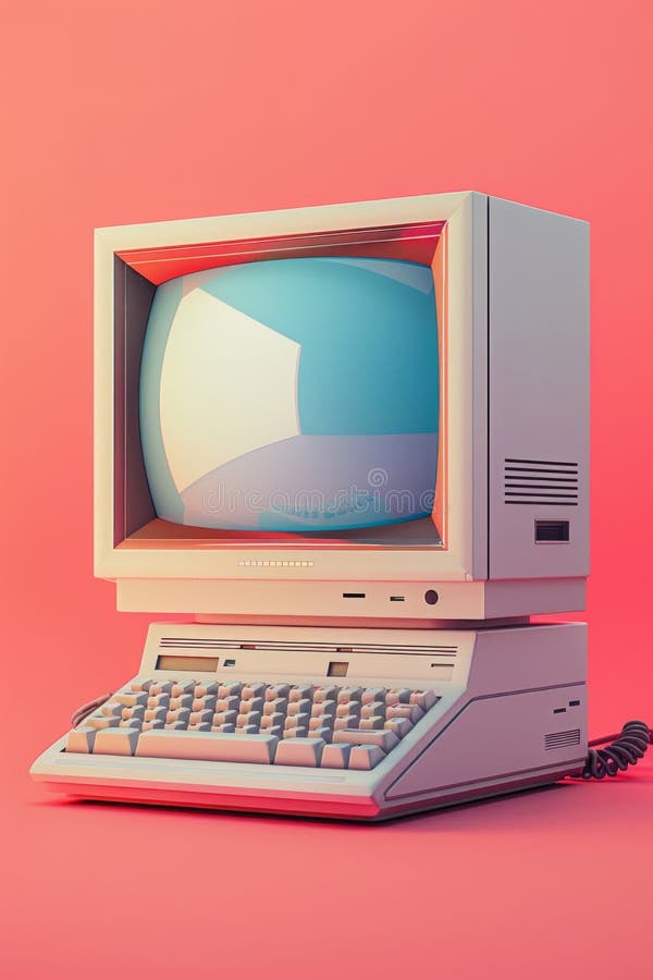 Illustration of a Classic PC Computer from the 1990s, Showcasing the ...