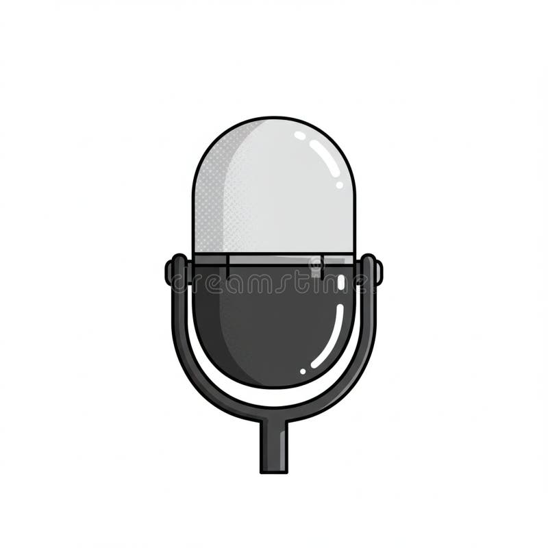Llustration of a Classic-style Microphone with a Capsule-shaped Design ...