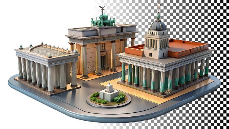 Classical Architectural Facade Resembling Brandenburg Gate with Statues ...