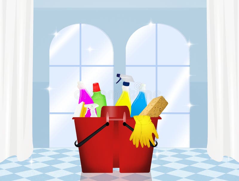 Illustration of Cleaning Products Stock Illustration - Illustration of ...