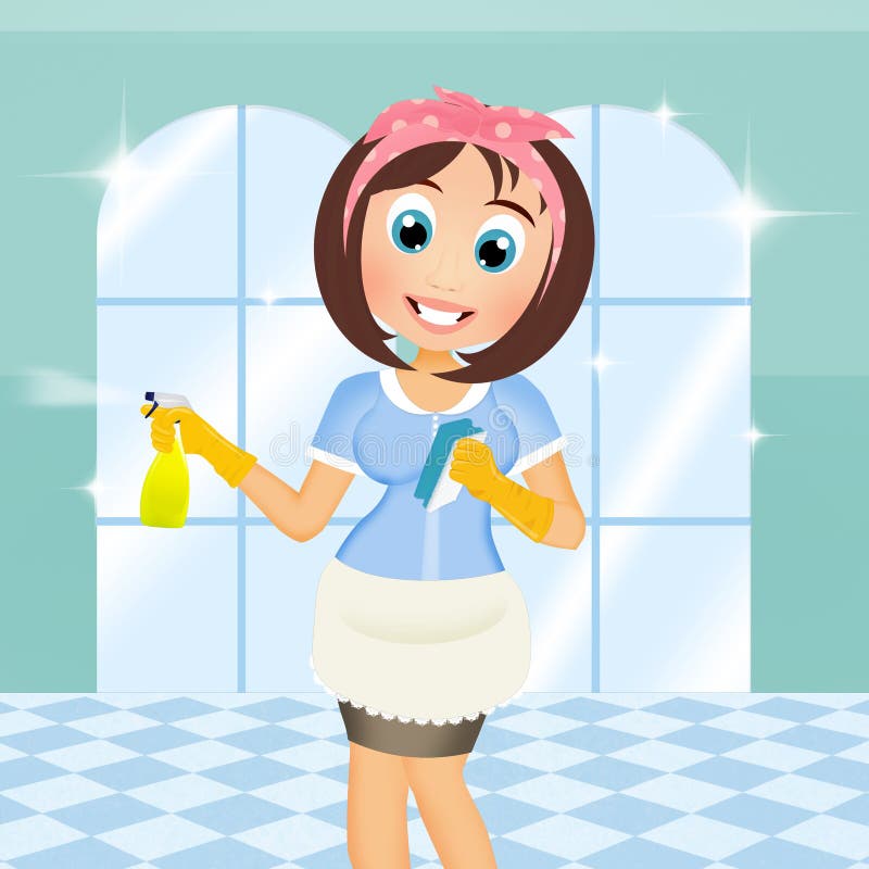 Woman with Detergents for Cleaning Stock Vector - Illustration of ...