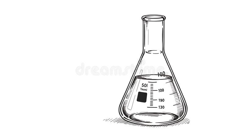 Illustration of a Clear Glass Erlenmeyer Flask, Featuring a Conical ...