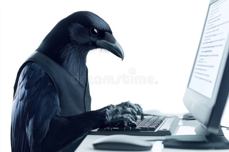 Tech-Savvy Crow Coding Genius Stock Illustration - Illustration of ...