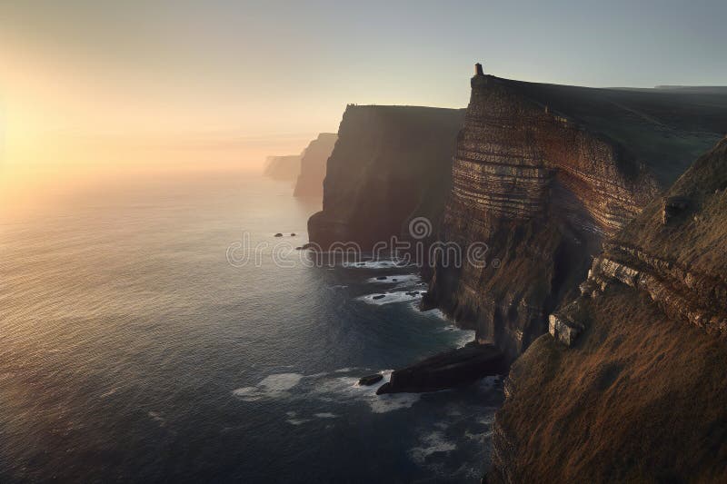 Cliffs of Moher at Sunrise, County Clare, Ireland Stock Illustration ...
