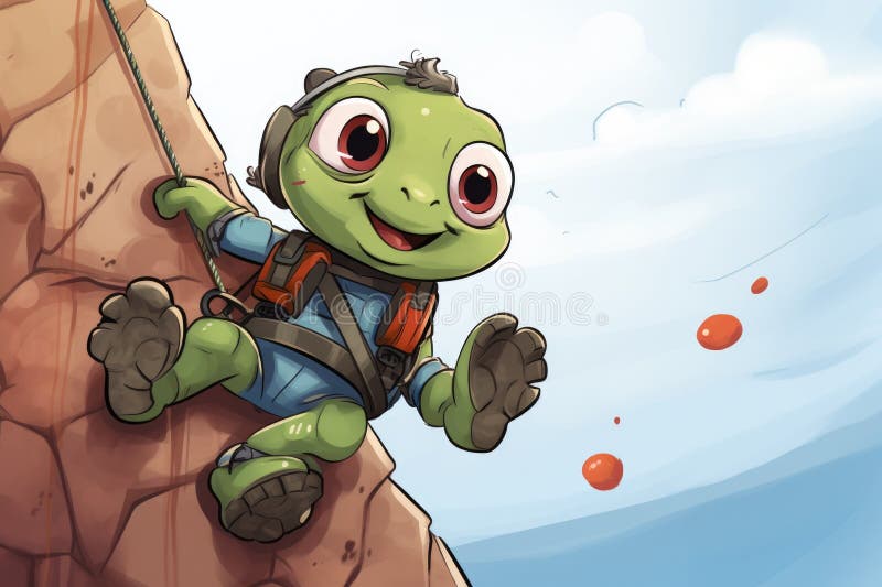 Illustration of Climbing Turtle in a Mountain Stock Illustration ...