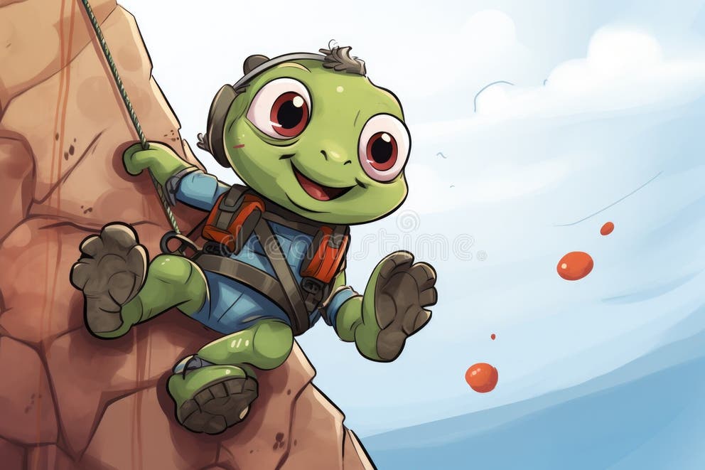 Illustration of Climbing Turtle in a Mountain Stock Illustration ...