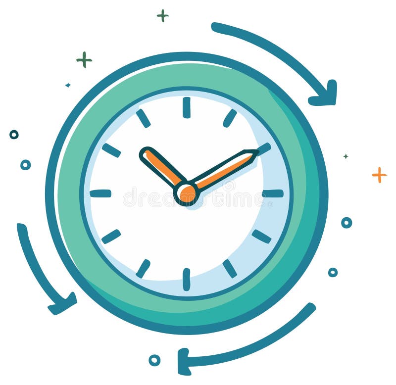Illustration of Clock with Rotating Arrows Symbolizing Time Management ...