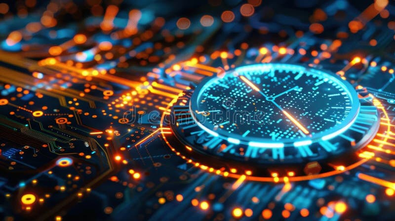 Illustration of a Clock Symbol with Office Text Integrated into an ...