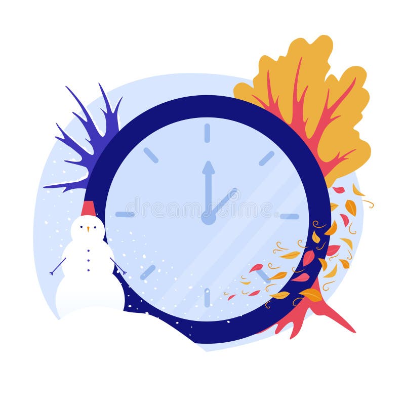 Illustration Clock Time Winter Summer Clock Pole Spring Autumn Stock ...