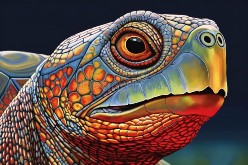 Close Up of a Colorful Turtle Head, this is a Stock Illustration ...