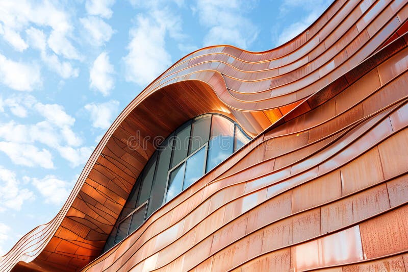A Close Up of the Curved Facade on an Architectural Building Made from ...