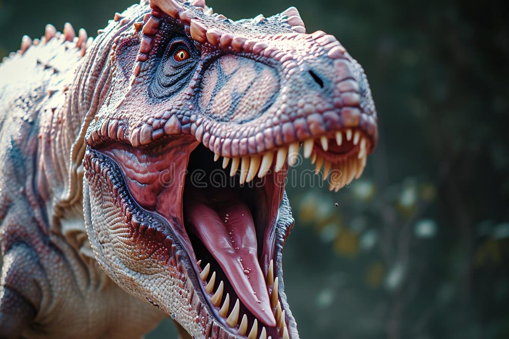 Close Up of a Dinosaur Head with Open Mouth and Sharp Teeth Stock ...