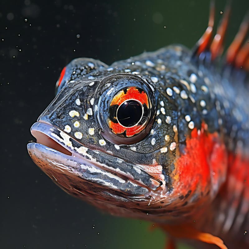 Close-up of the Eye of a Red-bellied Fish Stock Illustration ...
