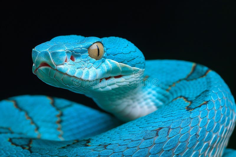 Close-up of the Head of a Blue Pit Viper Stock Illustration ...