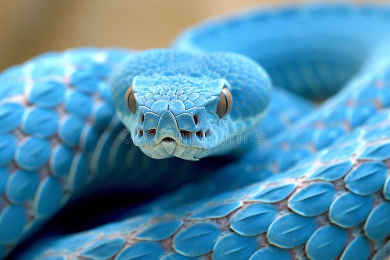 Close Up of the Head of a Blue Pit Viper Snake Stock Illustration ...