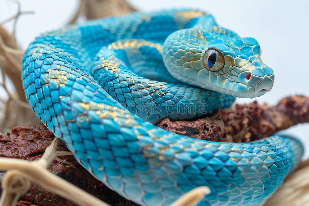 Close Up of the Head of a Blue Pit Viper Snake Stock Illustration ...