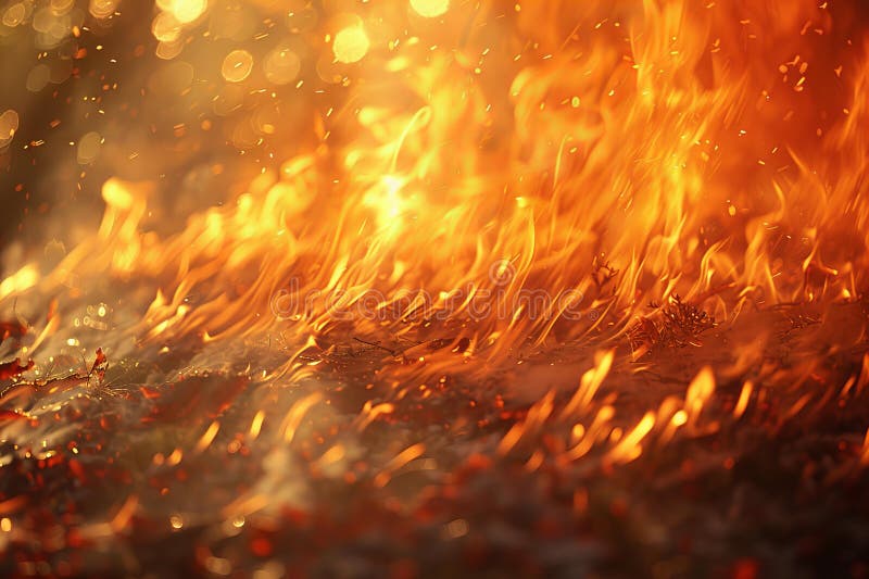 Illustration of Close Up Image Shows a Fire, High Quality, High ...