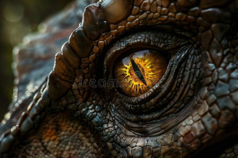 Close Up Image of the Yellow Eye in a Dinosaur, High Quality, High ...