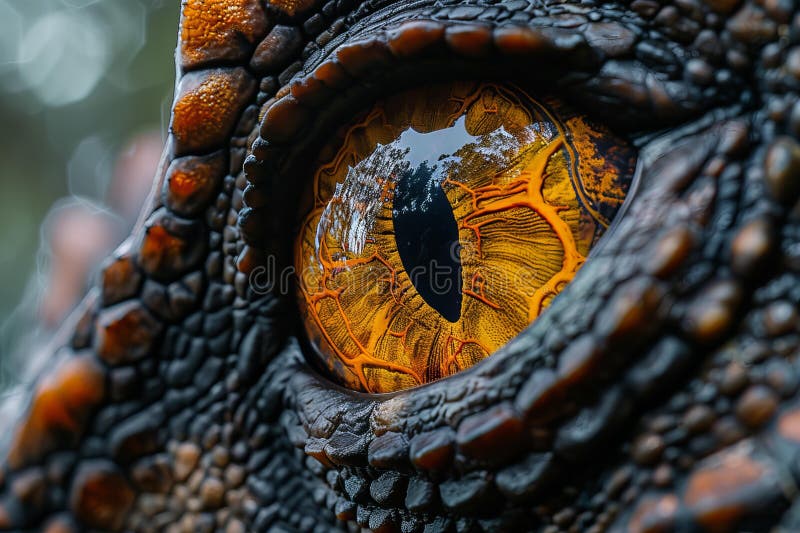 Close Up Image of the Yellow Eye in a Dinosaur, High Quality, High ...
