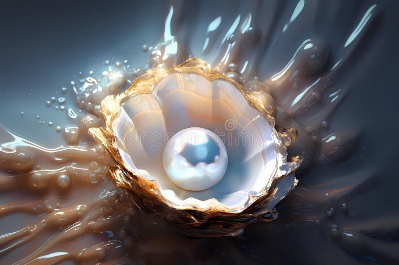 Illustration of the Close Up of a Pearl Inside a Shell Stock ...