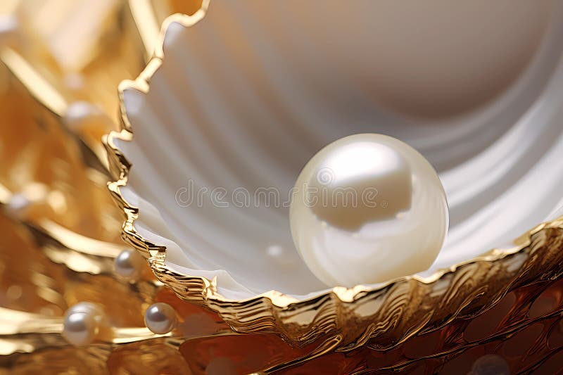 Illustration of the Close Up of a Pearl Inside a Shell Stock ...