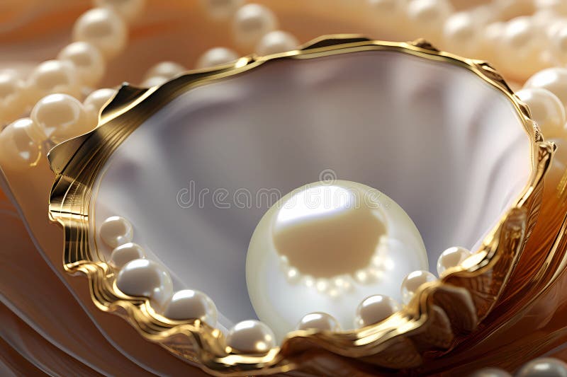 Illustration of the Close Up of a Pearl Inside a Shell Stock ...