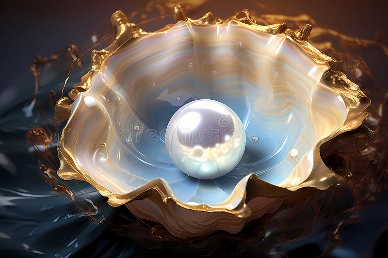 Illustration of the Close Up of a Pearl Inside a Shell Stock ...