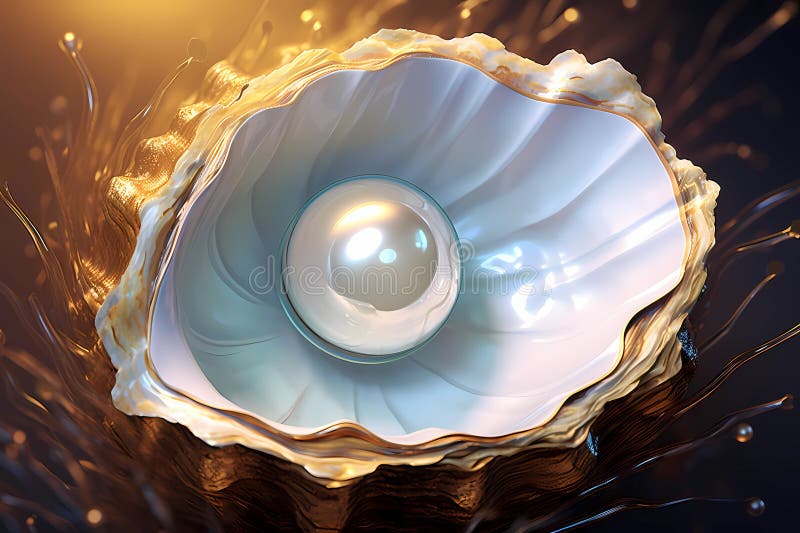 Illustration of the Close Up of a Pearl Inside a Shell Stock ...