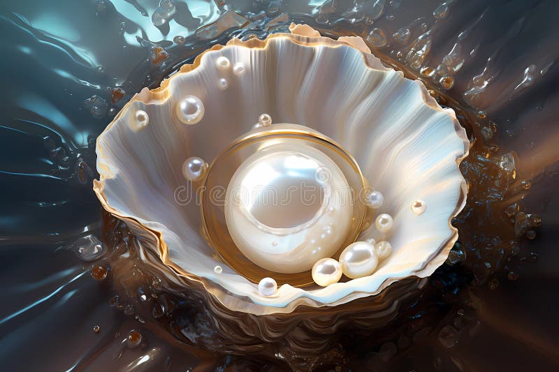 Illustration of the Close Up of a Pearl Inside a Shell Stock ...