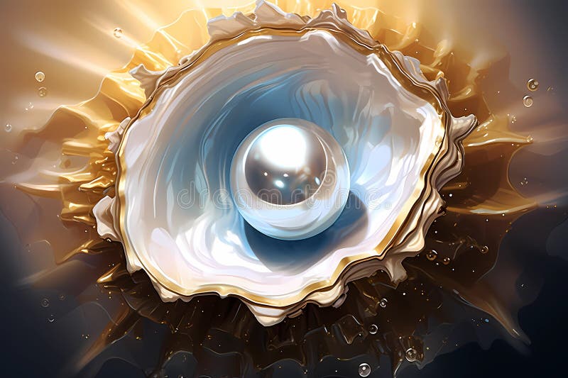 Illustration of the Close Up of a Pearl Inside a Shell Stock ...