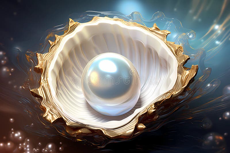 Illustration of the Close Up of a Pearl Inside a Shell Stock ...