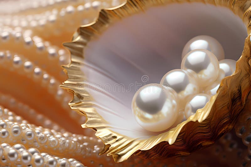 Illustration of the Close Up of a Pearl Inside a Shell Stock ...