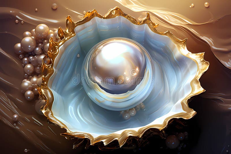 Illustration of the Close Up of a Pearl Inside a Shell Stock ...