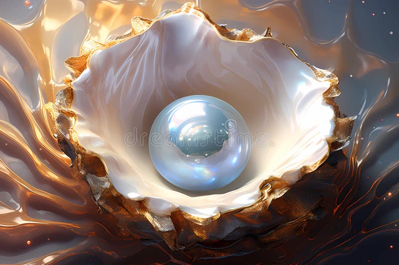 Illustration of the Close Up of a Pearl Inside a Shell Stock ...