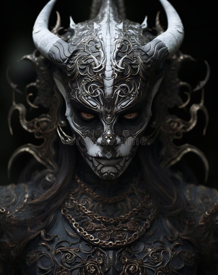 Close-up Portrait of a Demon in the Form of a Dragon Stock Illustration ...