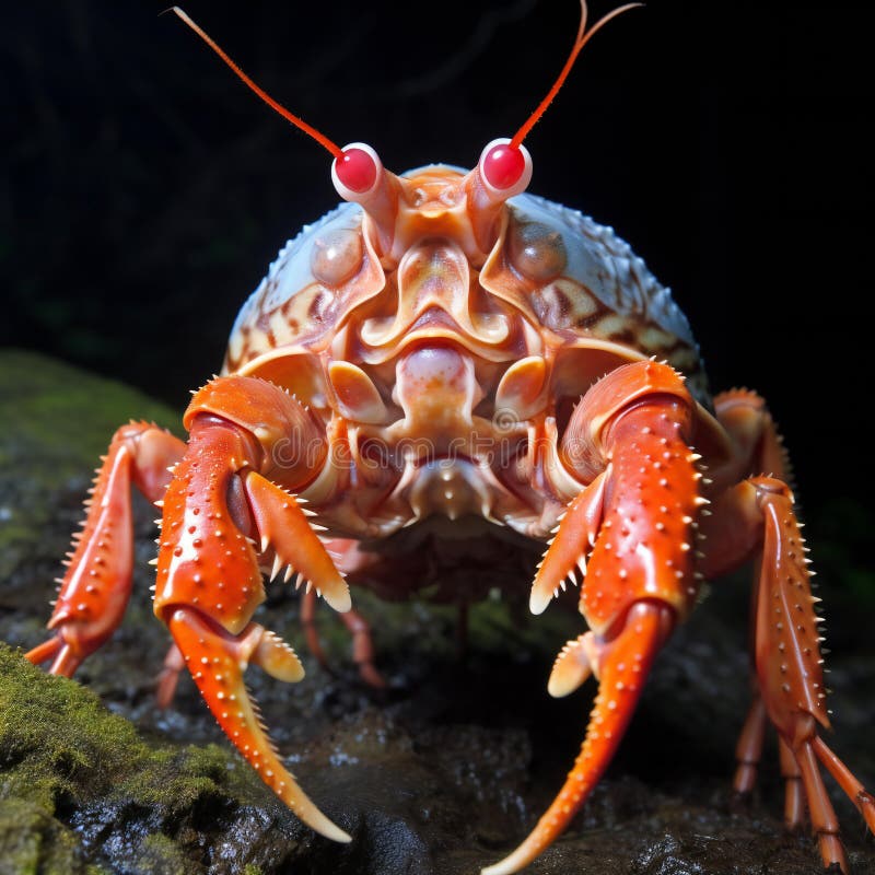 Close-up of a Red Crayfish on a Rock Stock Illustration - Illustration ...
