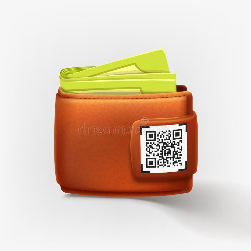 Full Digital Leather Wallet with Qr Code Stock Vector - Illustration of ...