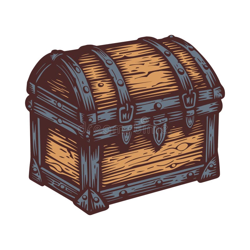 Illustration of a Closed Wooden Chest. Vector. Stock Illustration ...