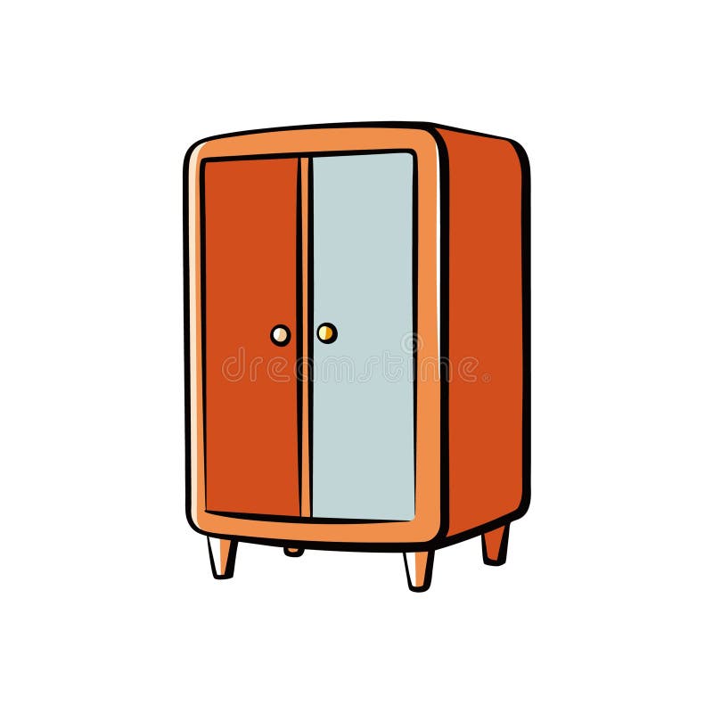 Illustration of a Closet with Doors on a White Background Stock ...