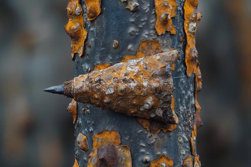 Closeup of an Arrowhead Stuck in the Side of a Metal Pole Stock ...