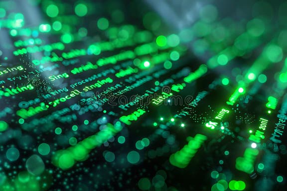 A Closeup of Computer Code on the Screen, with "using String Processing ...