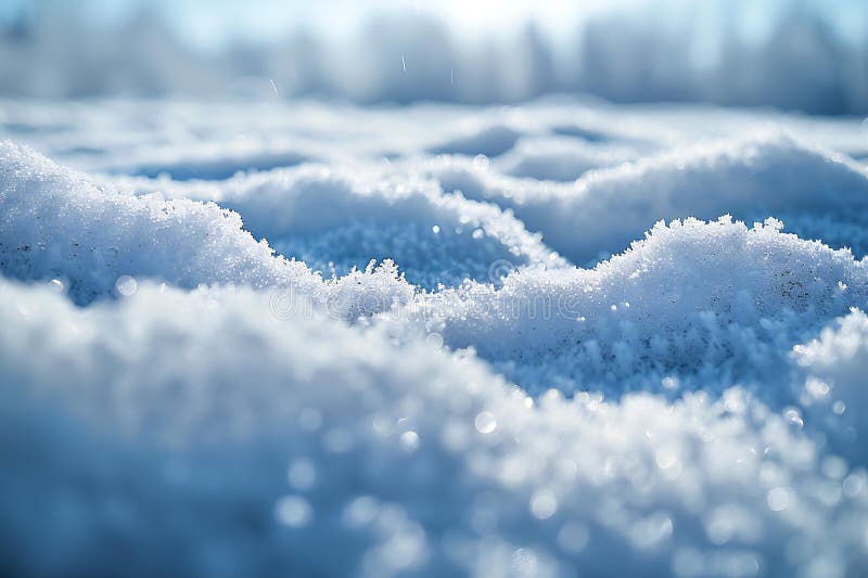 A Closeup of Fresh Snow Texture, with a Flat Surface and Visible ...