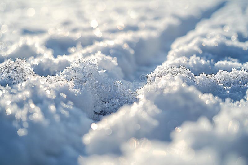 A Closeup of Fresh Snow Texture, with a Flat Surface and Visible ...